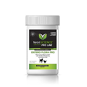 VetriScience Entero Flora Pro - Pet-Friendly Probiotics Powder for Dogs & Cats - Gut Flora Maintenance & Health Supplement for Pets - Probiotic Blend with Fiber for Digestive Balance - 2.12 oz