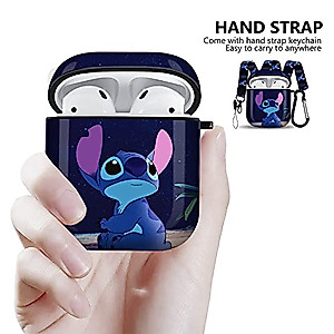 Airpods Case Designed for Apple AirPods 2 & 1,Full Protective Case Cover with Keychain and Lanyard, Shockproof Anti Case for Airpods Charging Case (Looking up to Stitch)