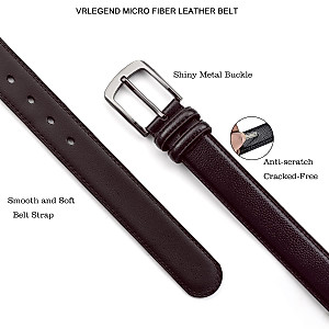 VRLEGEND Mens Belts Big and Tall 36"-70" Men Leather Belt Casual Work Dress Belt,Black & Brown Colors (48"-51" Waist, Brown)