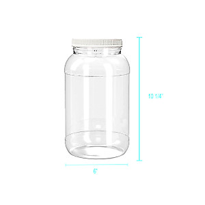 ljdeals 1 Gallon Clear Plastic Jars with Lids, Wide Mouth Storage Containers, Pack of 2, BPA Free, Food Safe, made in USA