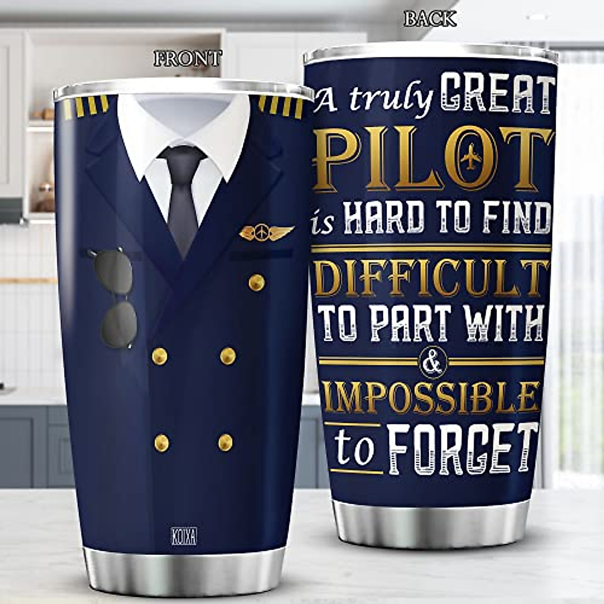 KOIXA Pilot Gifts For Men Stainless Steel Tumbler With Lid 20 Oz Cool Things For Pilots Insulated Coffee Travel Cup Aviation Gift Ideas Birthday Present Christmas Gifts For Him