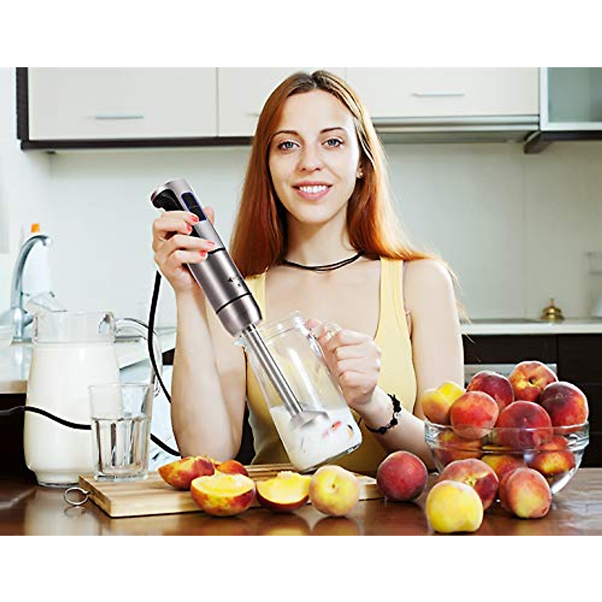 CHEW FUN Multipurpose Immersion Hand Blender Poweful 500 Watt,9-Speed,High Power Low Noise,3-in-1 includes Detachable Chopper,Egg Whisk,Milk Frother