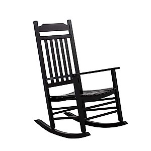 BplusZ KD-30B Wooden Rocking Chair Outdoor Rocker for Porch Patio Lawn Indoor Classic Arm Chairs Black,1 Chair