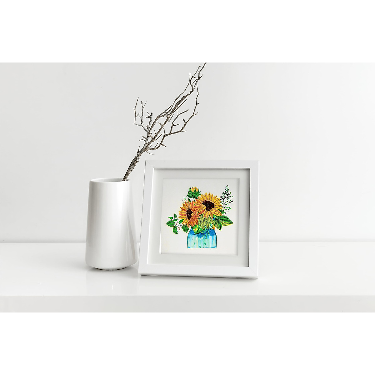 Sunflowers Arrangement in Vase, Quilled Card, Quilling Card 3D,Unique Dedicated Handmade, Design Greeting Card for Birthday, Valentine's Day, Mothers Day, Spring, Fathers Day, All Occasion,6"x6"