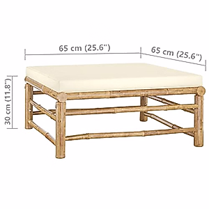 Higsose 3 Pcs Patio Lounge Set with Cream White Cushions Bamboo Lounge Chairs for Outside Outdoor Lounge Chairs Chaise Lounge Patio Lounge Chair Outdoor Lounger Bamboo Chair Bamboo Patio Furniture