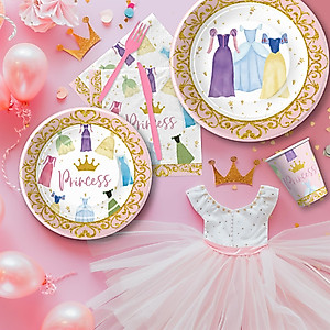 Suhelkit Princess Birthday Party Decorations Tableware - Princess Party Decorations Supplies For Birthday Baby Shower, Plate, Cup, Napkin, Disposable Cutlery, Princess Birthday Decorations | 24 Guest
