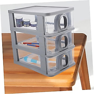 Levemolo Drawer Storage Cabinet Stationary Organizer Sundry Boxes Sundry Organizer Desktop Drawer Organizer Desktop Storage Stationery Storage Case Jewelry Display Holder Plastic Grey