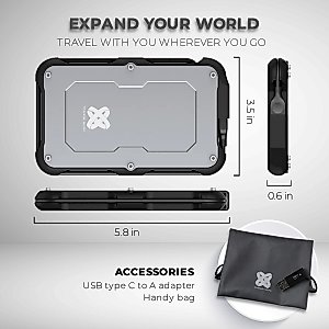 Titanium Micro 2TB External SSD, Titanium One Portable SSD - Up to 500MB/s, USB 3.2 Gen 2 USB-C USBA, Rugged IP66 Water Resistance, Drop Proof, External Solid State Drive Storage for PC Mac Smartphone