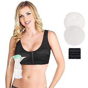 Lictin Pumping Bra Hands,Pumping and Nursing Bra in One,Adjustable Breast Feeding Bras with Zipper,Suitable for Breastfeeding-Pumps by Medela,Lansinoh,Philips Avent, Spectra Black,Below S Size
