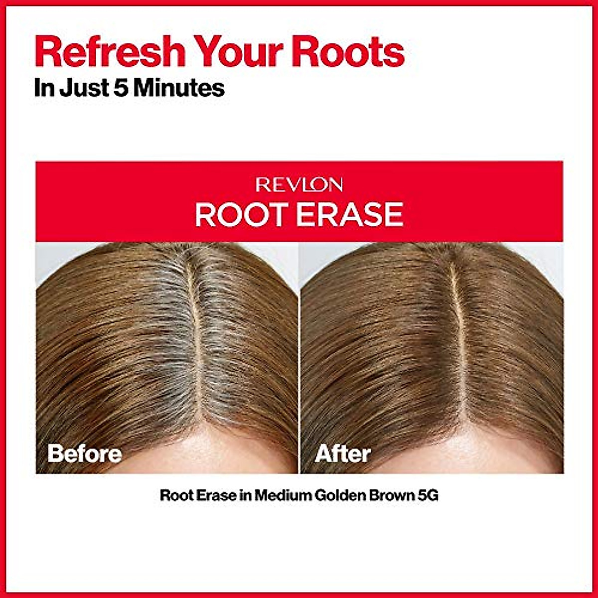 Revlon Permanent Hair Color, Permanent Hair Dye, At-Home Root Erase with Applicator Brush for Multiple Use, 100% Gray Coverage, Medium Golden Brown (5G), 3.2 Fl Oz