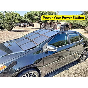 Lensun 200W 12V Portable Solar Panel Blanket with Standard Connectors for Solar Generator Power Station, Lightweight Ultra-Thin only 5.2 kgs/11.4 lbs