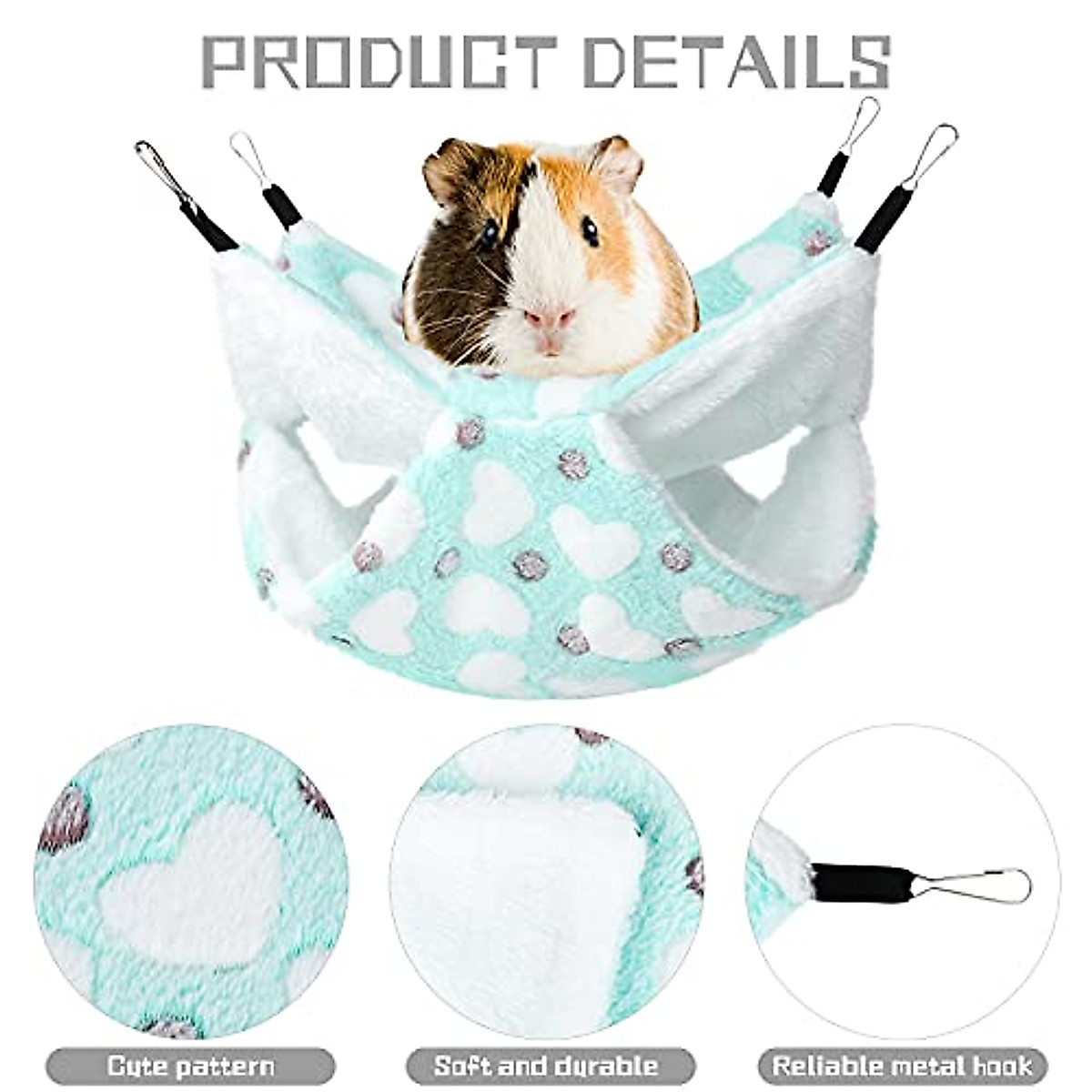 Tiibot 3 Pieces Small Pet Cage Accessories Small Pet Cage Hammock Hanging Tunnel and Bed Hideout Set Guinea Pig Cage Bedding Hanging Bed Cage and Hideout Tunnel for Hamster Squirrel Rabbit