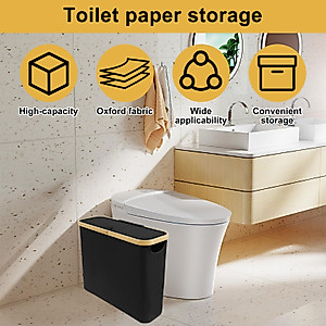 YLMFTNU Toilet Paper Basket with Lid, Toilet Paper Storage, Paper Roll Basket, Lightweight Toilet Paper Organizer Basket with Side Window, Foldable Toilet Paper Bin Holds up to 12 Toilet for Home