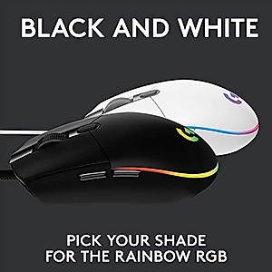 Logitech G102 Light Sync Gaming Mouse with Customizable RGB Lighting, 6 Programmable Buttons, Gaming Grade Sensor, 8 k dpi Tracking,16.8mn Color, Light Weight (White)