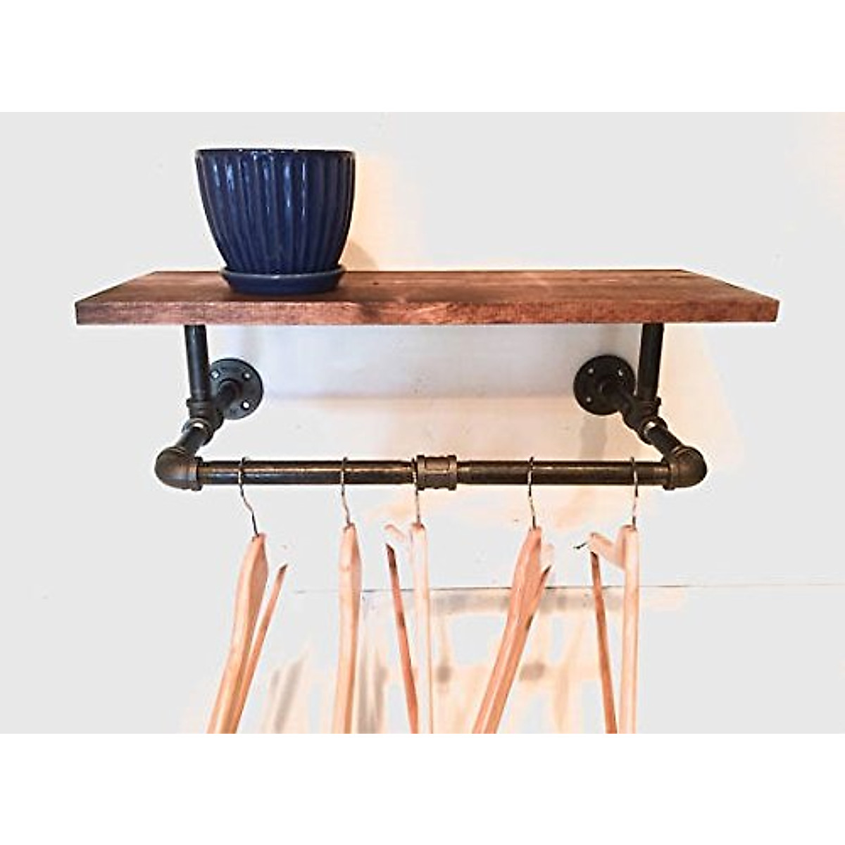 Clothing Rack, Pipe Rack, Rustic Laundry Rack Sign with a Touch Industrial Style with 24" Shelf (Stain Options)