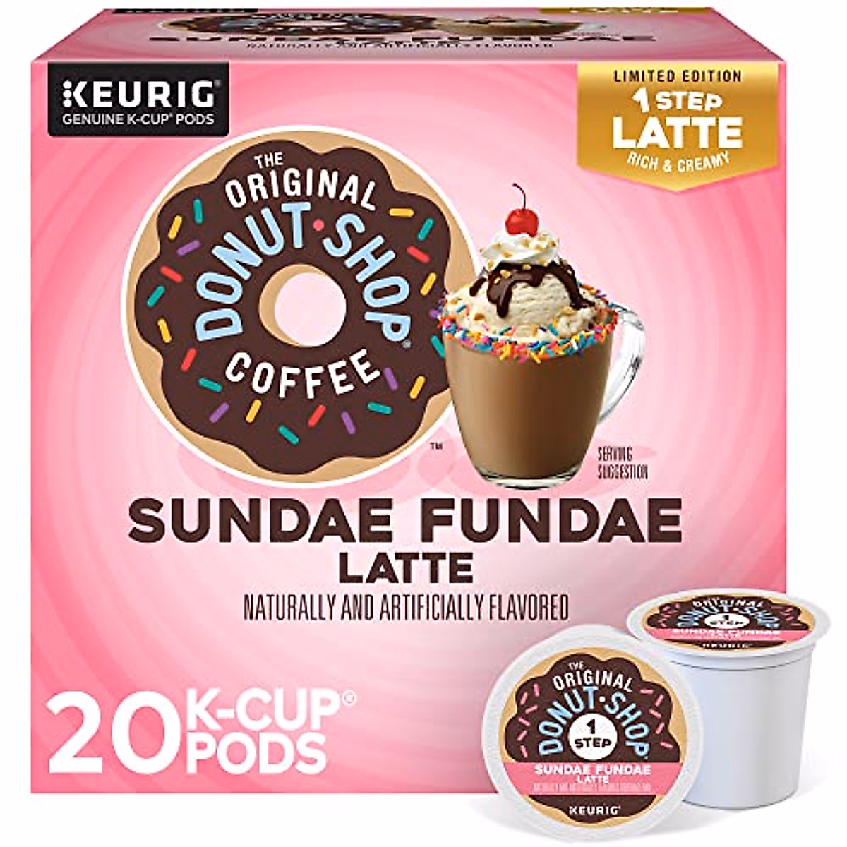 The Original Donut Shop Sundae Fundae One Step Latte, Keurig Single Serve K-Cup Pods, 20 Count