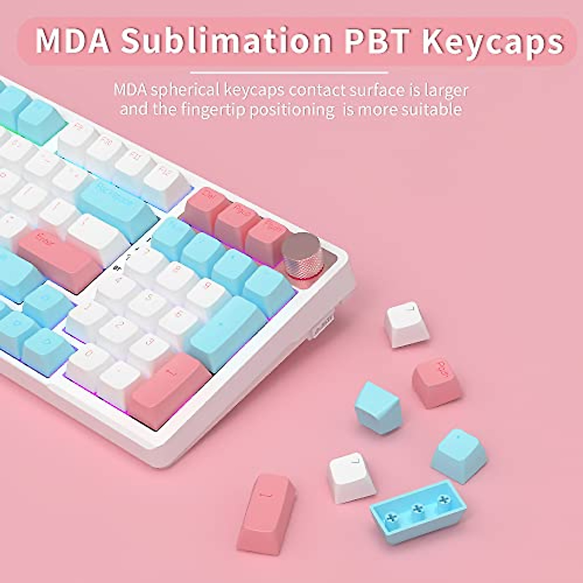 NACODEX AK966 96 Key Hot Swappable Gasket Mount Keyboard | Amazing 10000mAh Bluetooth /2.4G /Wired PC Gaming Custom Keyboard with Kailh MX Cream Switch | Knob Control | MDA PBT Keycaps