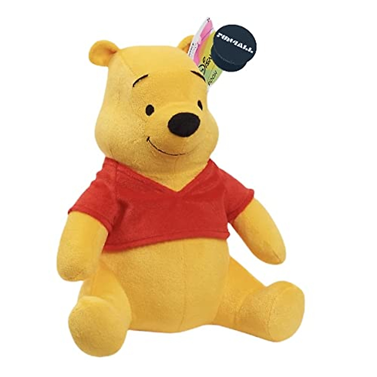 Winnie The Pooh 12 Inch Plush Figure Toy, The Cute & Cuddly Friend for Your Children, Can Stand Tall, Made Polyester Fibers, for The Fans, Comes with Fun4All Phone Socket, Yellow, Red