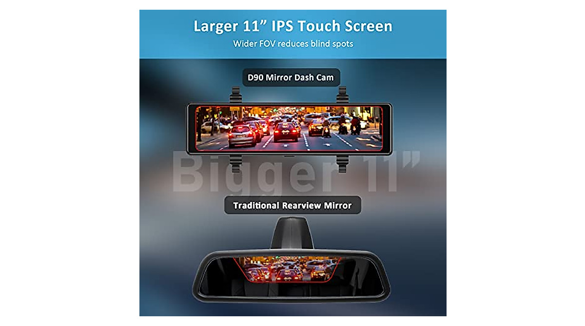 NexiGo D90 (Gen 2) True 4K Mirror Dash Cam with Dual Sony_Sensors, 11 ...