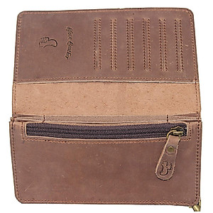 Baseballfan Super Quality New Vintage Cowhide Baseball Glove Leather Wallet with Centre Filed Pattern Wristlet Bag RFID Blocking Wallet in Gift Box for Lady's Gift