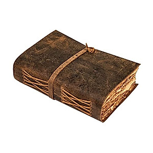 LEATHER VILLAGE - Leather Journal – Vintage Leather Journal – Book of Shadows – Leather Bound Journal – Leather Sketchbook – Antique/Vintage Deckle Edge Handmade Paper of 200 GSM – 8 X 6 inches