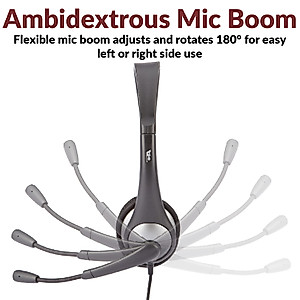 Cyber Acoustics Stereo Headset (AC-204), 3.5mm Stereo & Y-Adapter, Home, K12 School Classroom and Education