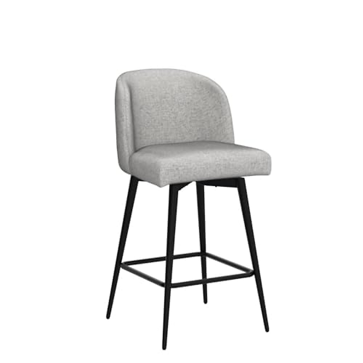 Watson & Whitely Counter Height Bar Stools Set of 2, 360° Swivel Upholstered Barstools with Backs and Metal Legs, 26" H Seat Height, Fabric in White (Multi-Colored)