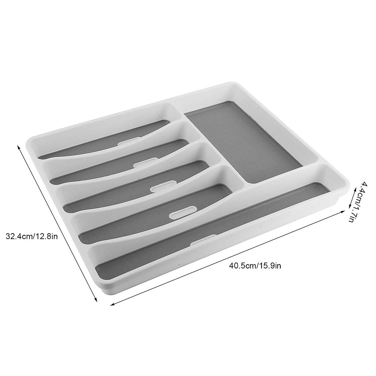 Drawer Organizer 6 Compartments Flatware Organizers Cutlery Tray Storage Box Kitchen Silverware Dividers Storage Soft Grip Lining and Non Slip Rubber Feet