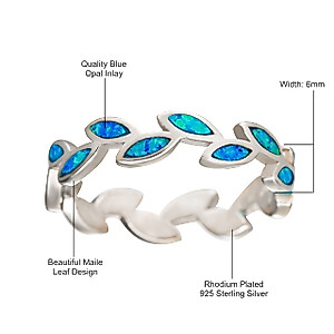 Aloha Jewelry Company Sterling Silver Opal Maile Leaf Stackable Wedding Ring Eternity Band (7)