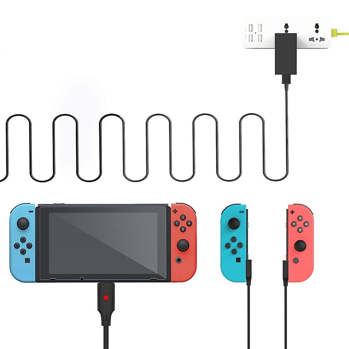 Controller Charger for Nintendo Switch,Switch Joycon Controller Charger Support 2 Joy-Cons & 1 Switch Pro Controller with 5.9FT USB-C Cable