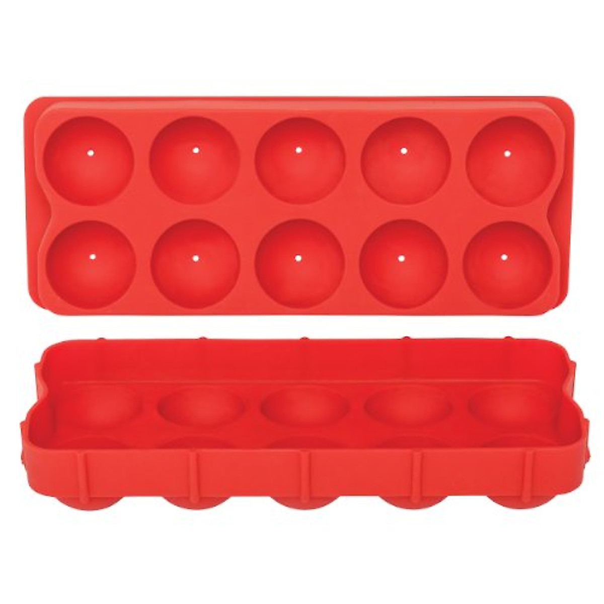 HIC Kitchen Cannonball Silicone Ice Cube Tray, European-Grade, Non-Stick, Makes 10 Large Ice Balls