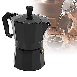 Stovetop Espresso Maker, Classic Stovetop Espresso Maker 6‑Cup Capacity Aluminum Coffee Machine Moka Pot for Office Home Use Moka Maker for Gas or Electric Stove Top(Black)