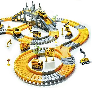 TOMMYHOME Construction Race Tracks Cars Toys Playset for Kids,Flexible Track with 2 Racing Cars 6 Engineering Trucks,Education Toy Gift for 2 3 4 5+ Year Old Boys Girls(276 PCS)