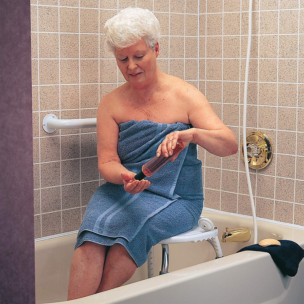 Carex Adjustable Shower Stool, Shower Chair for Inside Shower, Bath and Shower Seat – Aluminum Bath Seat - Shower Chair with Handle, 300lb Weight Capacity