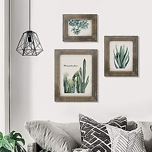 IKEREE 11x14 Rustic Farmhouse Distressed Picture Frame, Weathered Grey, Built-in Easel for Wall Mounting Display…
