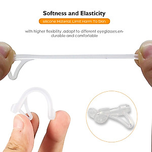 SMARTTOP Eyeglasses Ear Grips Sleeve-Upgrade anti-slip Silicone Eyeglasses Temple Tips Sleeve Retainer-Sleeve with Hook design-Soft and comfort Glasses Ear hooks 6Pairs (WHITE)