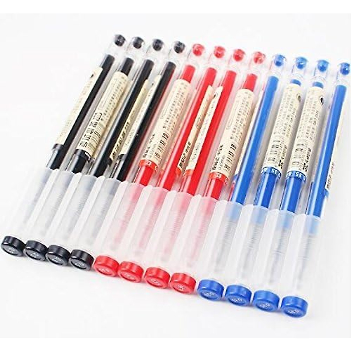 Gel Ink Pen Extra fine point pens Ballpoint pen Liquid Ink Rollerball Pens 0.35mm Premium Quick Drying Pen for Japanese Office School Stationery Supply 12 Packs (4 Black 4 Blue 4 Red)