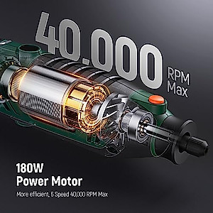 DEPSTECH Rotary Tool, 180W Power Multi Tools Kit 6 Variable Speed 40000RPM Max, Universal Keyless Chuck & Flex Shaft, 128Pcs Accessories Electric Drill Set for Carving, Drilling, Sanding, DIY Craft