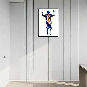 Lionel Messi Poster Decorative Canvas Wall Art Living Room Soccer poster Messi posters for boys bedroom Victory Pose Frameless Canvas 16x24 inches (40x60cm)
