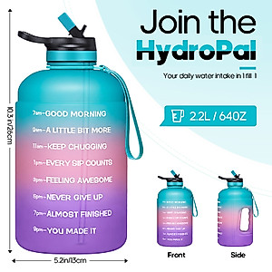 Large 74 oz/Half Gallon Motivational Water Bottle with 2 Lids (Chug and Straw), BPA Free Sports Drink Water Jug with Time Marker for Camping Sports Workouts and Outdoor Activity