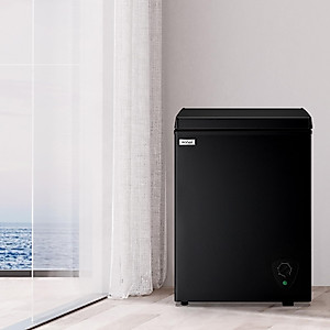 Chest Freezer 3.5 Cubic Small Deep Freezer with Top Open Door,Deep Freezer with Removable Storage Basket, 7 Gears Temperature Control, Energy Saving, for Office Dorm or Apartment