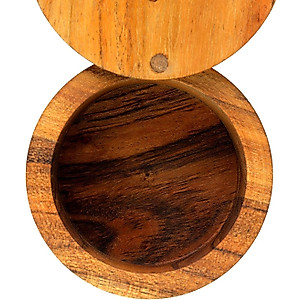 Kaizen Casa Acacia Wood Salt or Spice Box with Swivel Cover perfect for keeping table salt, gourmet salts, herbs or favorite seasonings, close at hand on your countertop.
