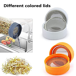 5 Pack Sprouting Lids for Wide Mouth Mason Jars, Plastic Sprout Lid, Bean Screen Sprouting Lids, Suit for Grow Bean Sprouts, Alfalfa, Salad Sprouts etc
