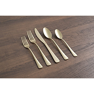 Cambridge Silversmiths Champagne Mirror Brody Hammered 20 Piece Flatware Set, Service for 4, 0