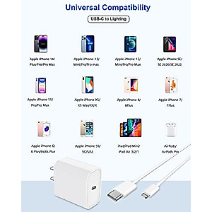 iPhone Fast Charger,Extra Long Fast Charger iPhone 10Foot 2Pack[Apple MFi Certified]20W 10FT Fast Apple Charging USB C to Lightning Cable Cord Adapter for iPhone 14 13 12 Mini 11 Pro Max/X/SE2022/iPad