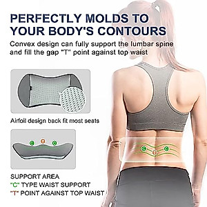 Dikuer Lumbar Support Pillow for Office Chair and Car Seat with Adjustable Strap, Anti-Slip Back Support Pillow for Lower Back Pain Relief, Ergonomic Memory Foam with Washable Cover for Bed, Travel