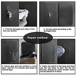 6pcs PVC Patch Repair Kit,Repair Patches Kit Set Accessory for Inflatable Raft Boat Canoe Kayak (Black)