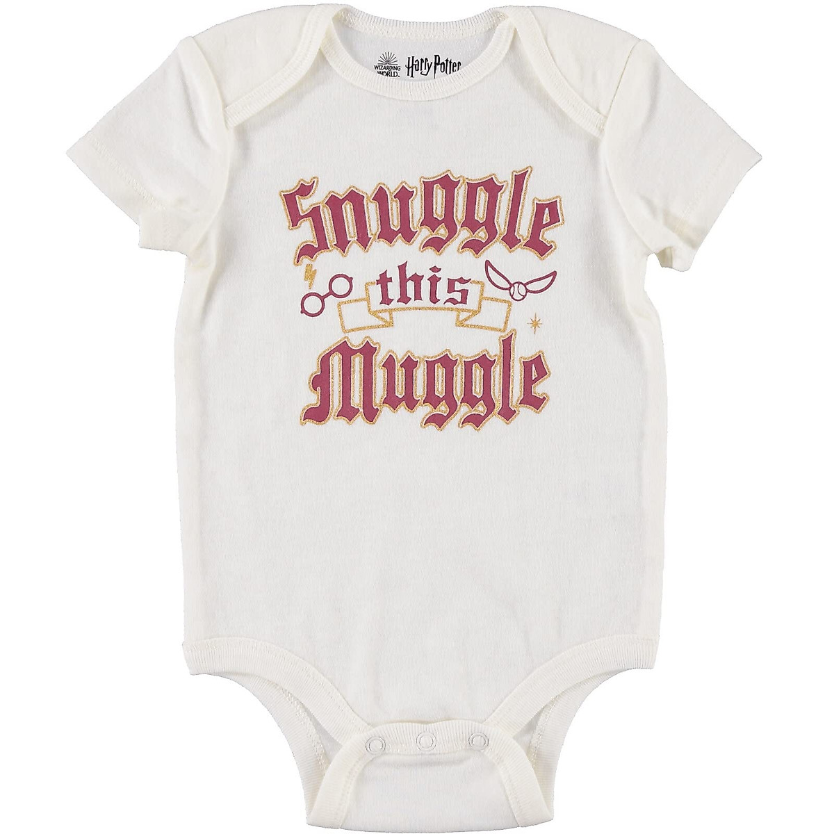 Harry Potter Newborn Baby Girls Short Sleeve Bodysuit Pants and Headband 3 Piece Outfit Set White 0-3 Months