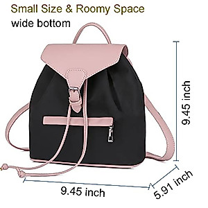 Barsine Lightweight Nylon Small Backpack Purse with Pockets Cute Two Tone Daypack for Women Girls