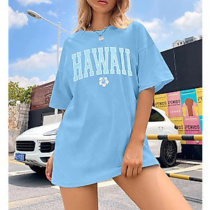 Hawaiian Shirts for Women Oversized Tshirts Shirts Flower Shirt Tropical Vacation Clothes Summer Vacation Tee